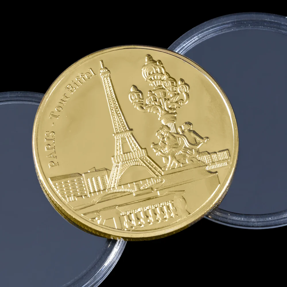 Torre Eiffel de París, monedas conmemorativas chapadas en oro, monedas ...