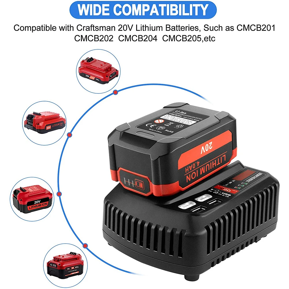 20V-Battery-Charger-CMCB102-with-2-USB-Port-Compatible-with-Craftsman ...