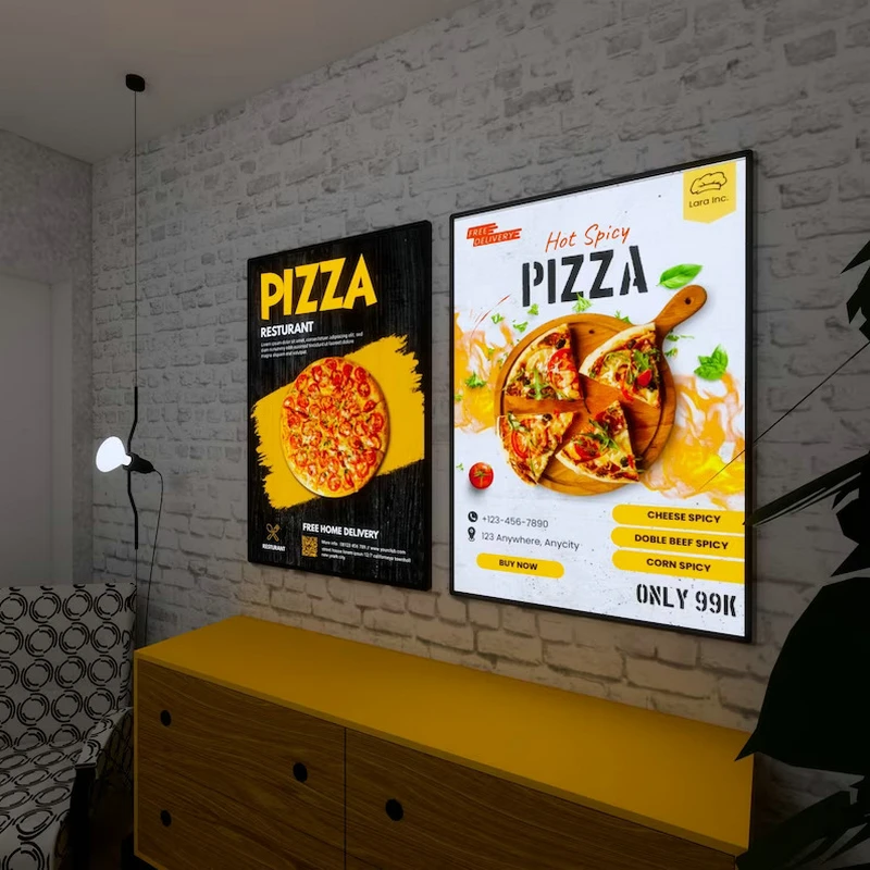 Ultrathin-kotak-lampu-LED-diterangi-Poster-tampilan-LED-papan-Menu ...