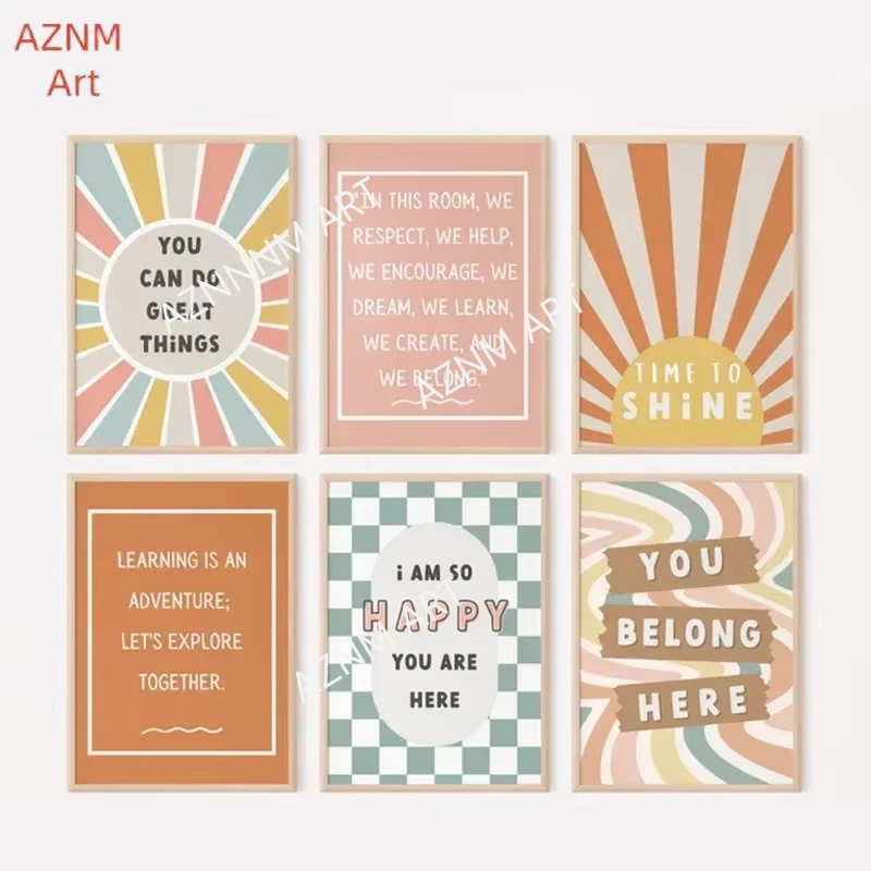 1/6pcs Inspirational Motivational Growth Mindset Bohemian Modern ...