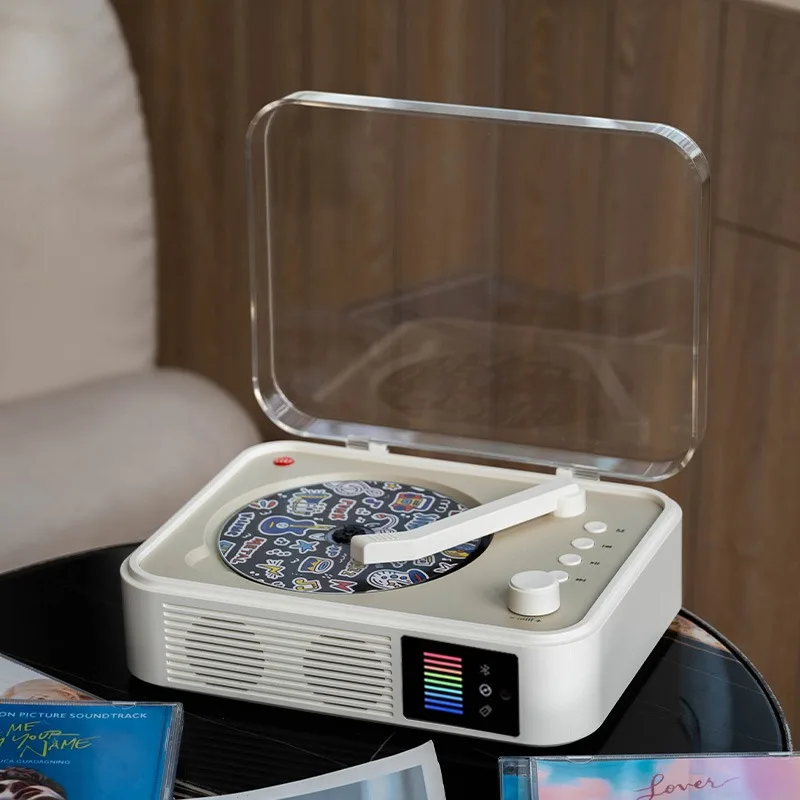 HIFI CD Player Two-way Bluetooth 5.0 Built-in Speaker Music Player LED ...