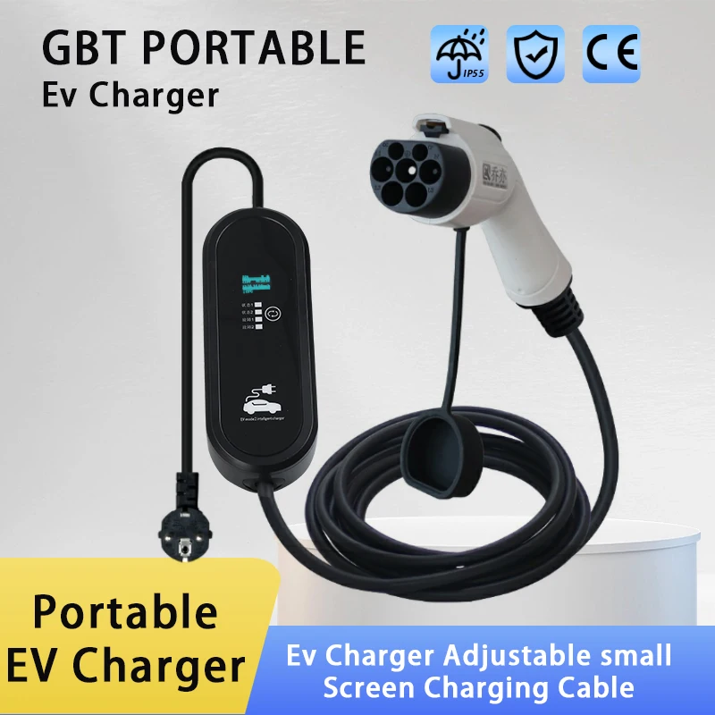 GBT-Portable-Ev-Charger-16A-Adjustable-small-screen-Charging-Cable-for ...