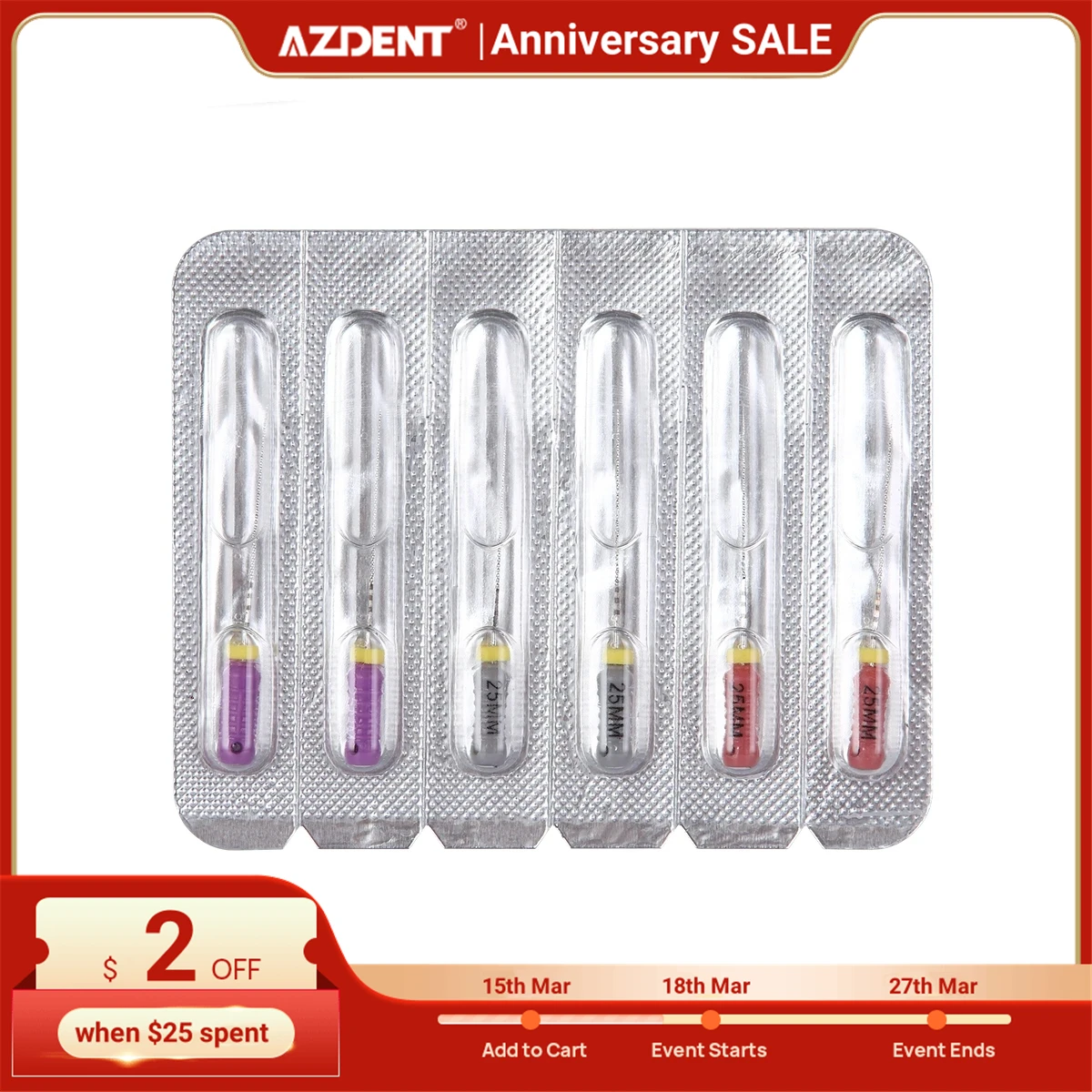 AZDENT-6PCS-Pack-Dental-C-Files-Endodontics-Endo-Root-Canal-File-25mm ...