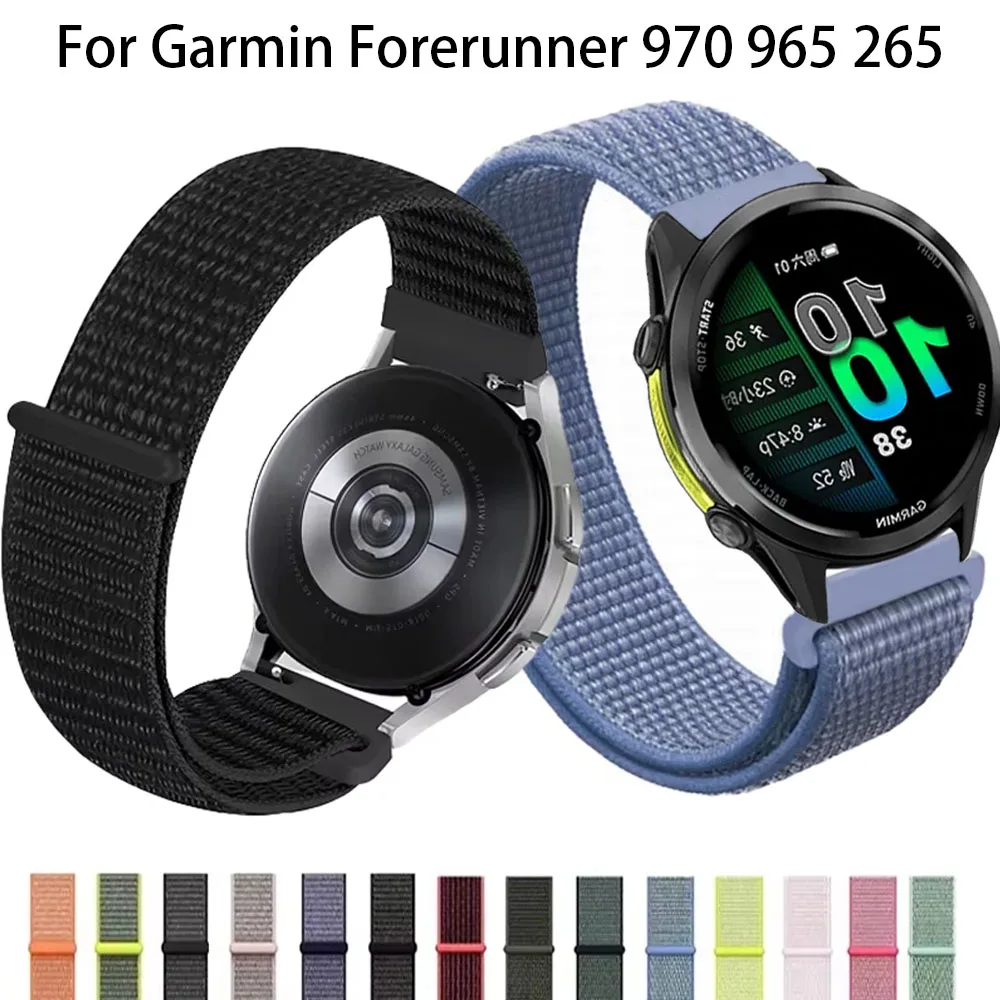 20/22mm Nylon Loop Strap For Garmin Forerunner 965 256 55 165 Sport ...