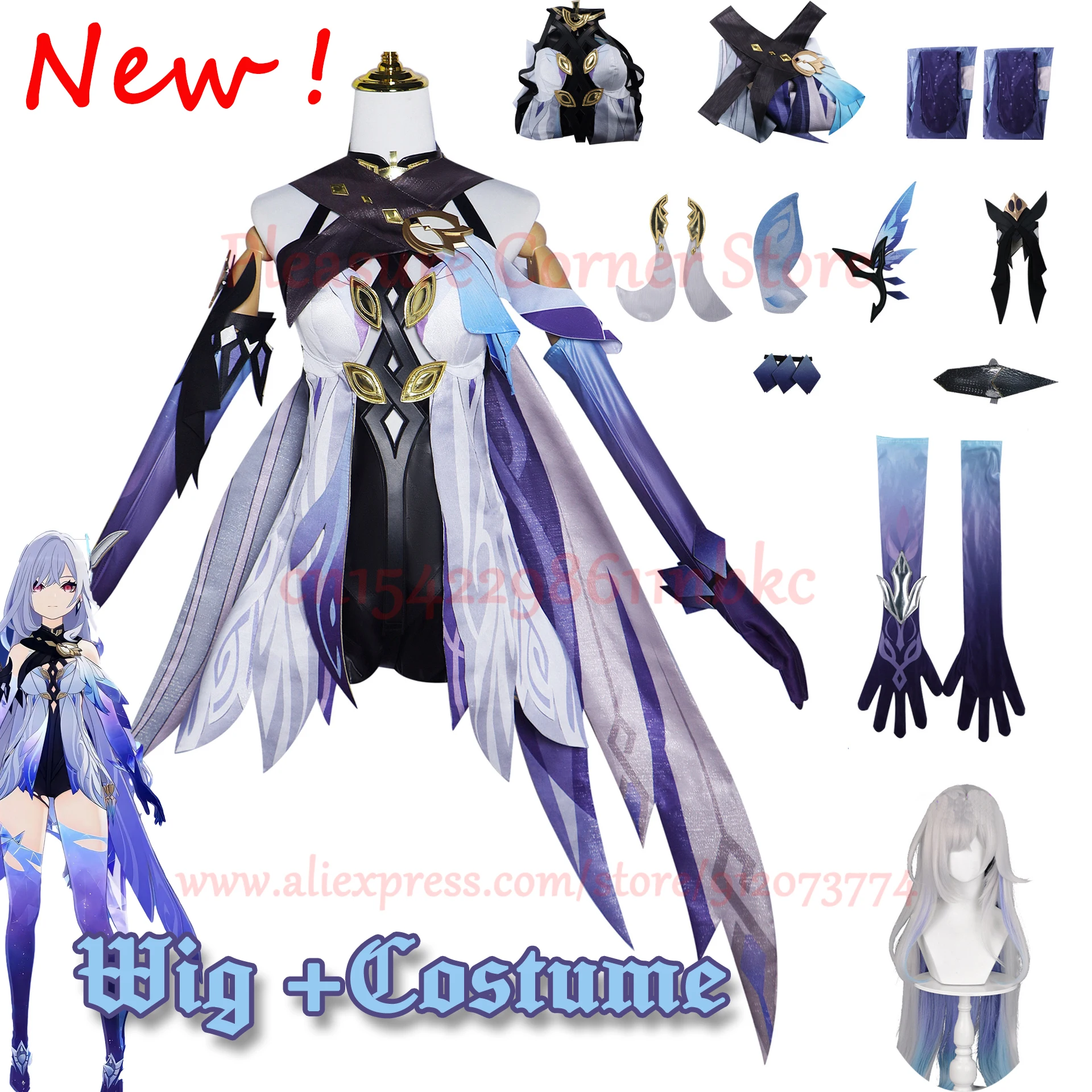 NEW-XS-3XL-Genshin-impact-Skirk-Cosplay-Costume-Outfit-Dress-Uniform ...