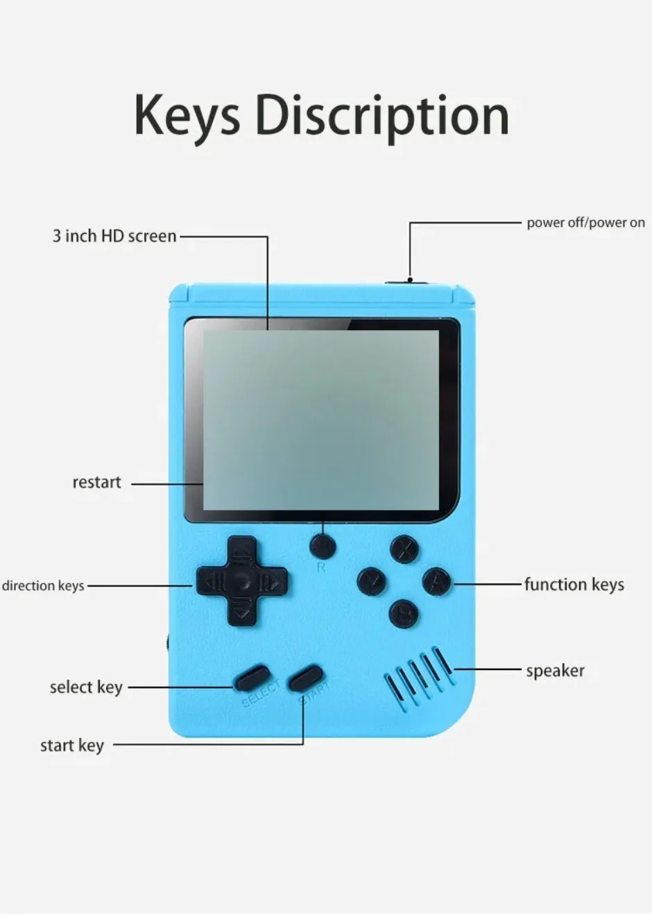 Retro Portable Mini Handheld Video Game Console 3.0 Inch Color LCD Kids ...