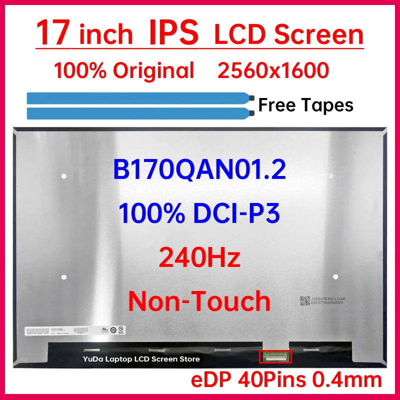 17 Inch 240Hz Laptop LCD Screen B170QAN01.2 Display Matrix Panel ...