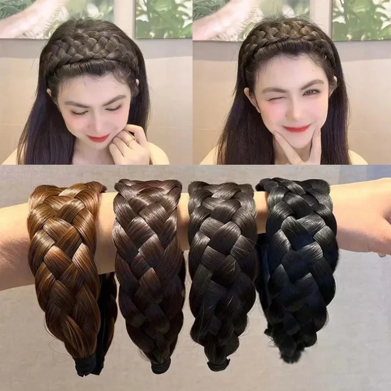 Peluca-ancha-con-abalorios-para-mujer-diademas-con-trenzas-de-espina-de ...