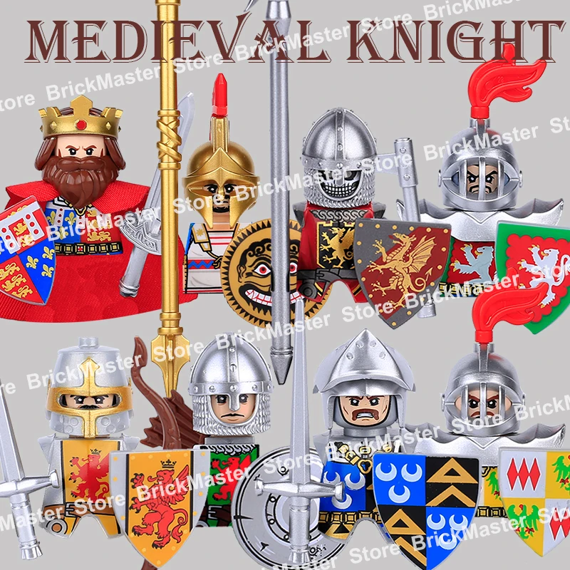 Medieval Military Castle War Knight King Soldier Figures Weapons Shield ...