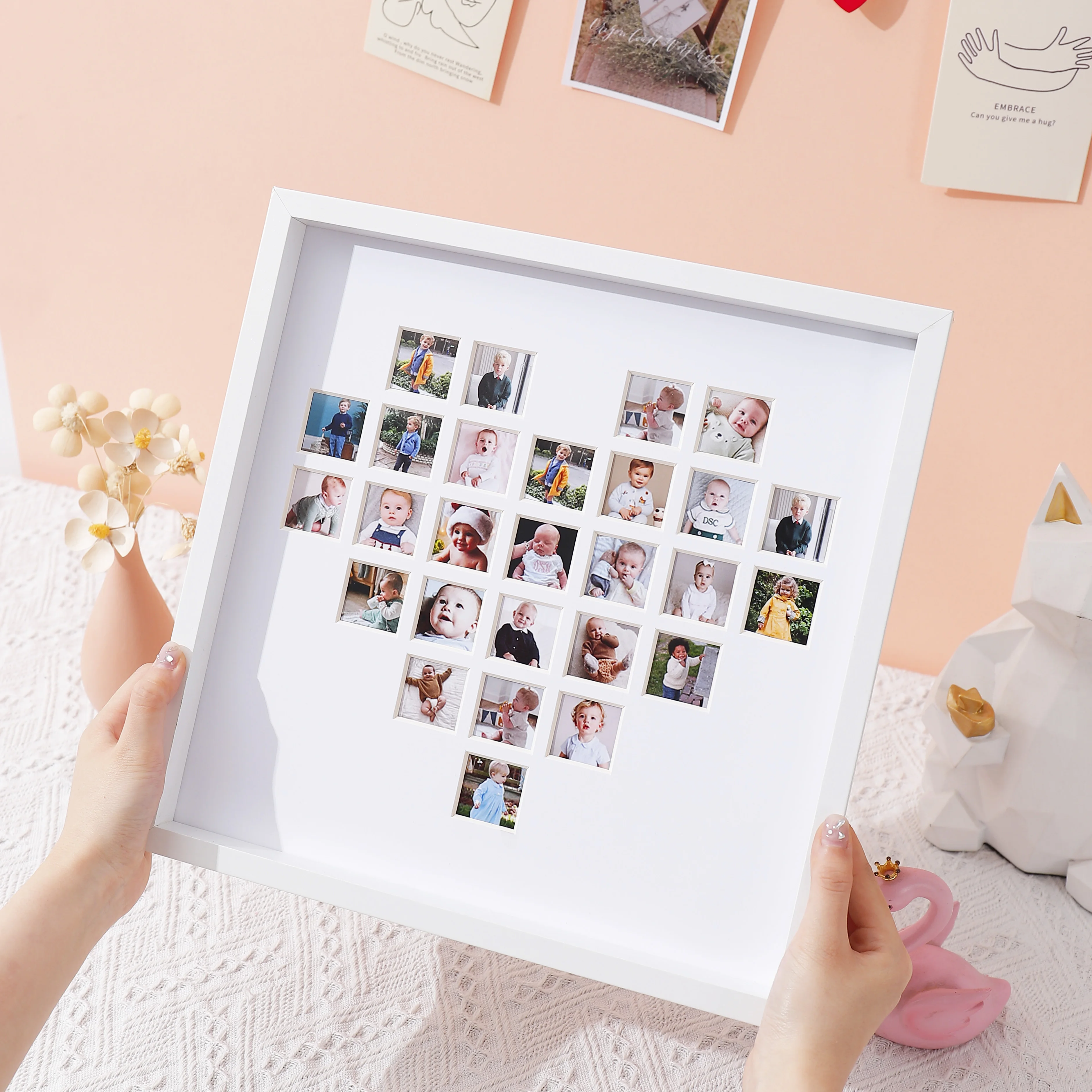 1 PC white baby love milestone frame photo mark - put in 1.18 * 1.18 ...