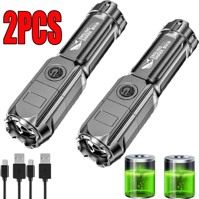 XHE60 Strong Light Portable FlashlightHigh-power USB Rechargeable Zoom ...