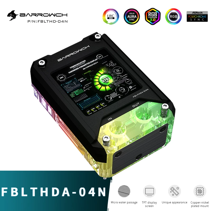 Barrowch AM5 CPU Pump Block Monitor + HDMI AIDA64 Temperature ...
