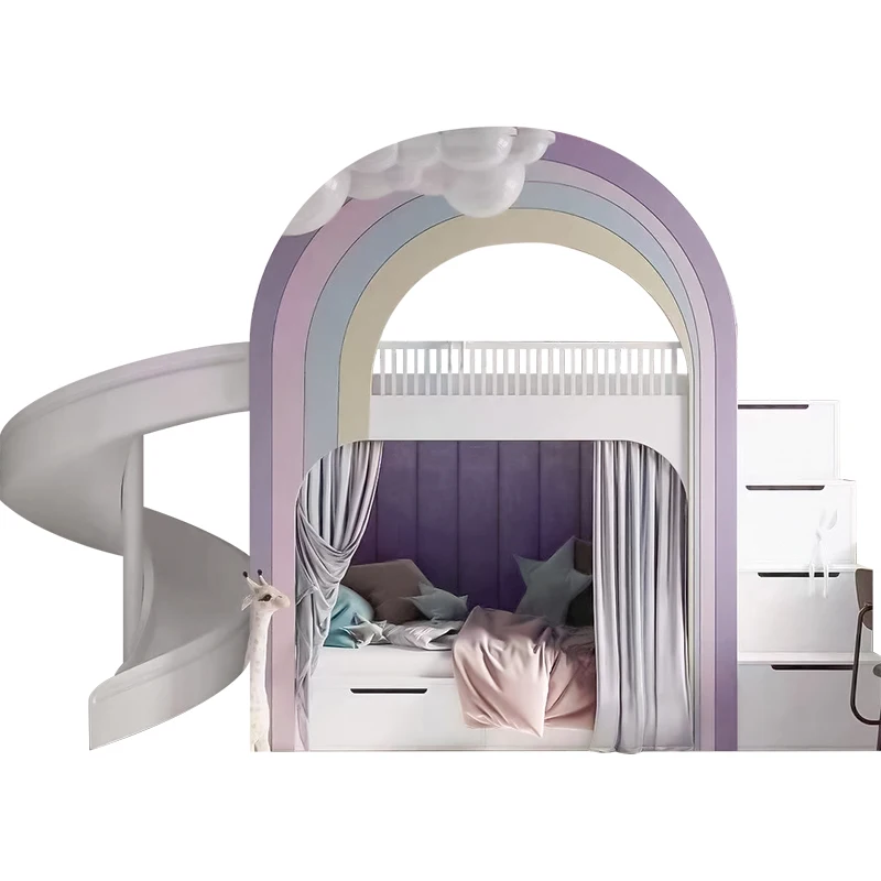 Modern-Double-layer-Children-With-Slide-Creative-Tree-House-Bed-Solid ...