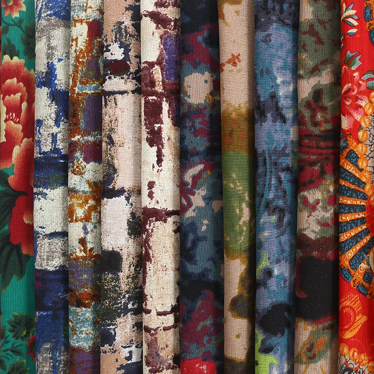 Printed-Cotton-Linen-Fabric-By-The-Meter-for-Sewing-Dresses-Shirts ...