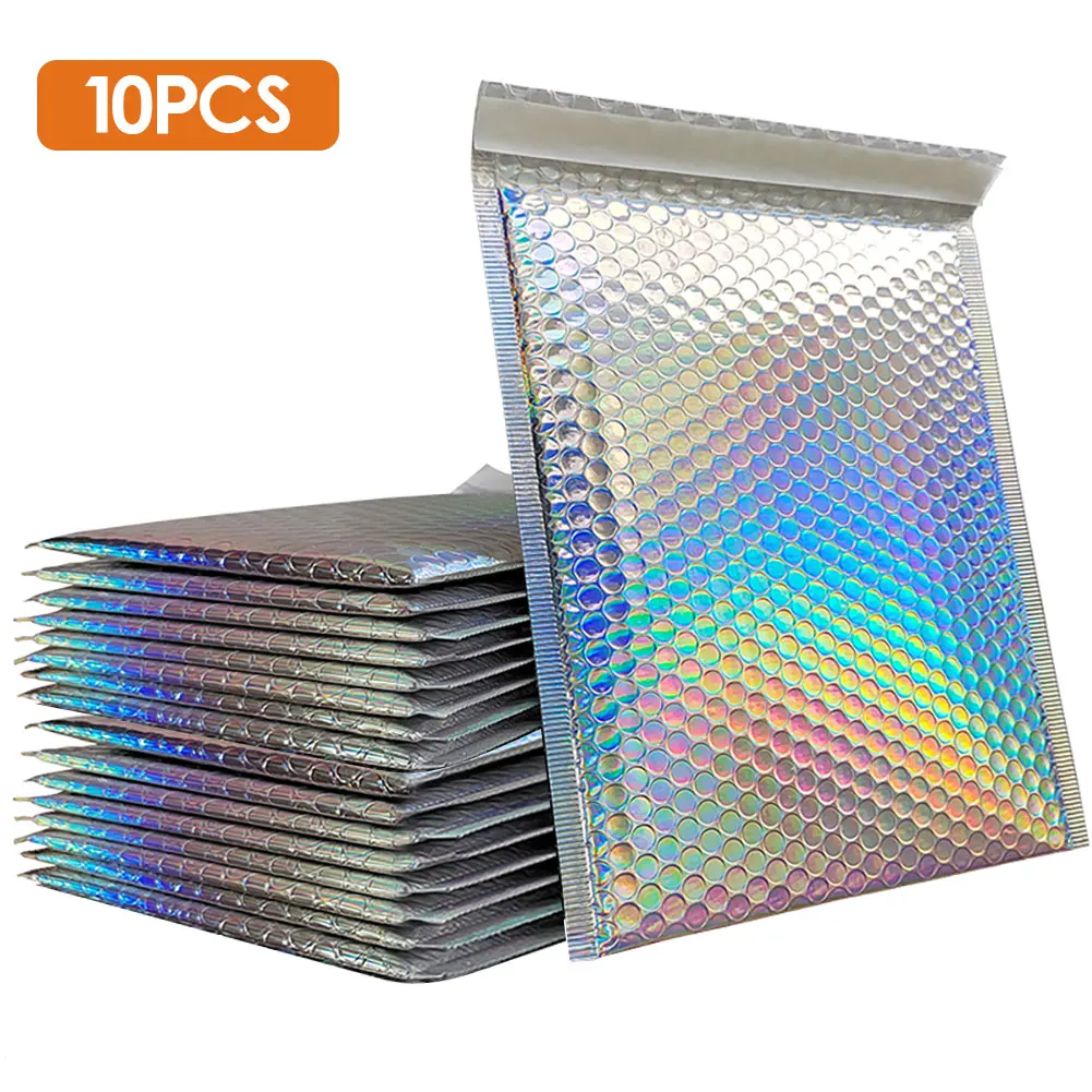 10Pcs/Lot Colorful Bubble Mailers Aluminized Bags Laser Envelope Self ...