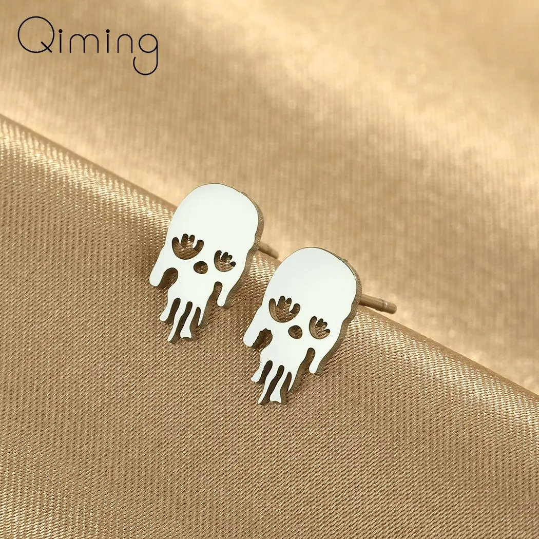 Stainless-Steel-Skull-Earrings-For-Women-Day-Of-The-Dead-Melted ...