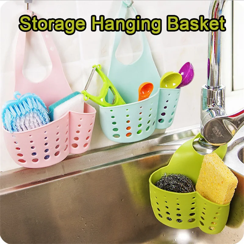 Sink Storage Hanging Basket Creative Adjustable Button Hanging Basket ...