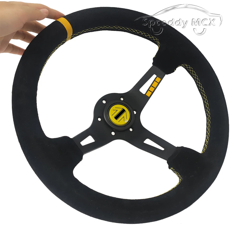 13inch 14inch 335mm Car Sport Deep Dish Suede Leather Steering Wheel ...