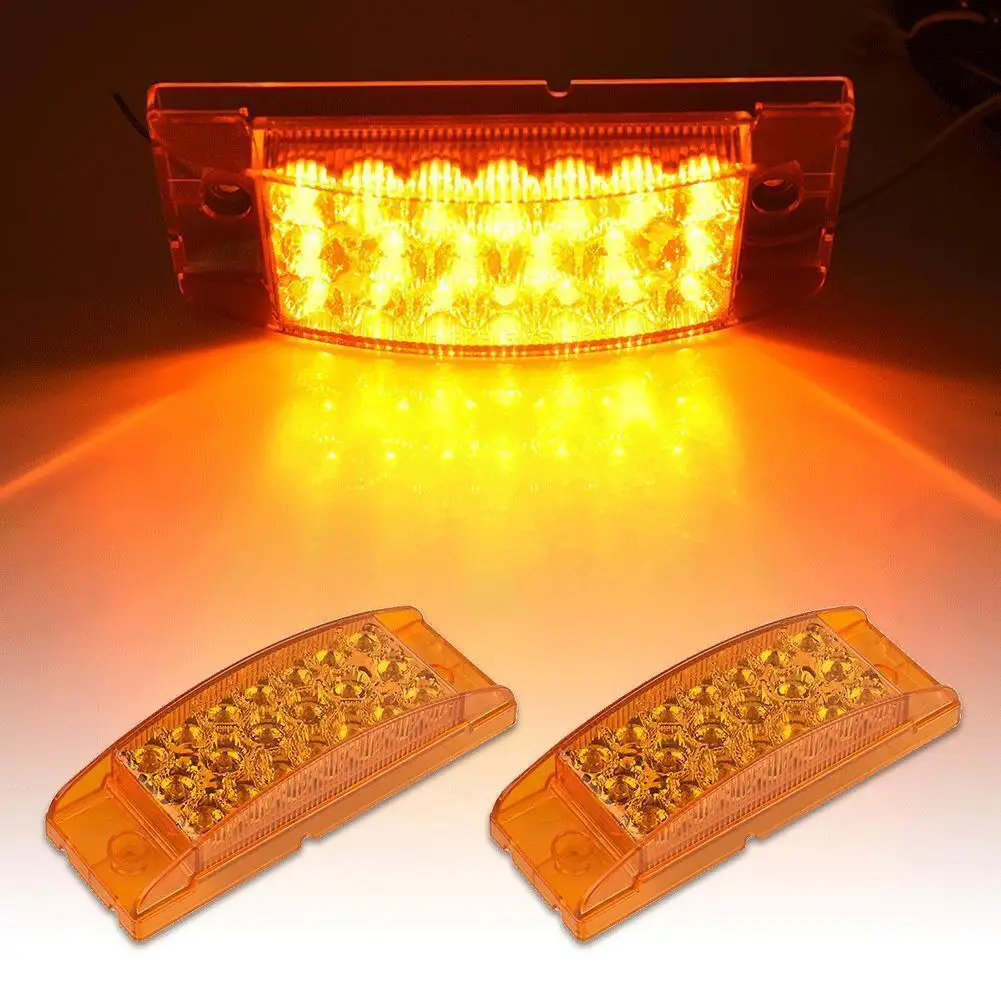 2PCS Amber Side Marker Lights Turn Signal Trailer 21 LED universal 12v ...