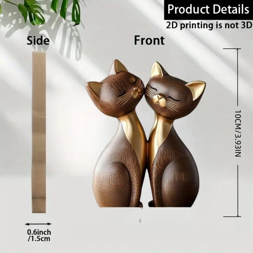 Sculpture de Couple chaton en bois, charmant chat plat 2D, cadeau pour ...