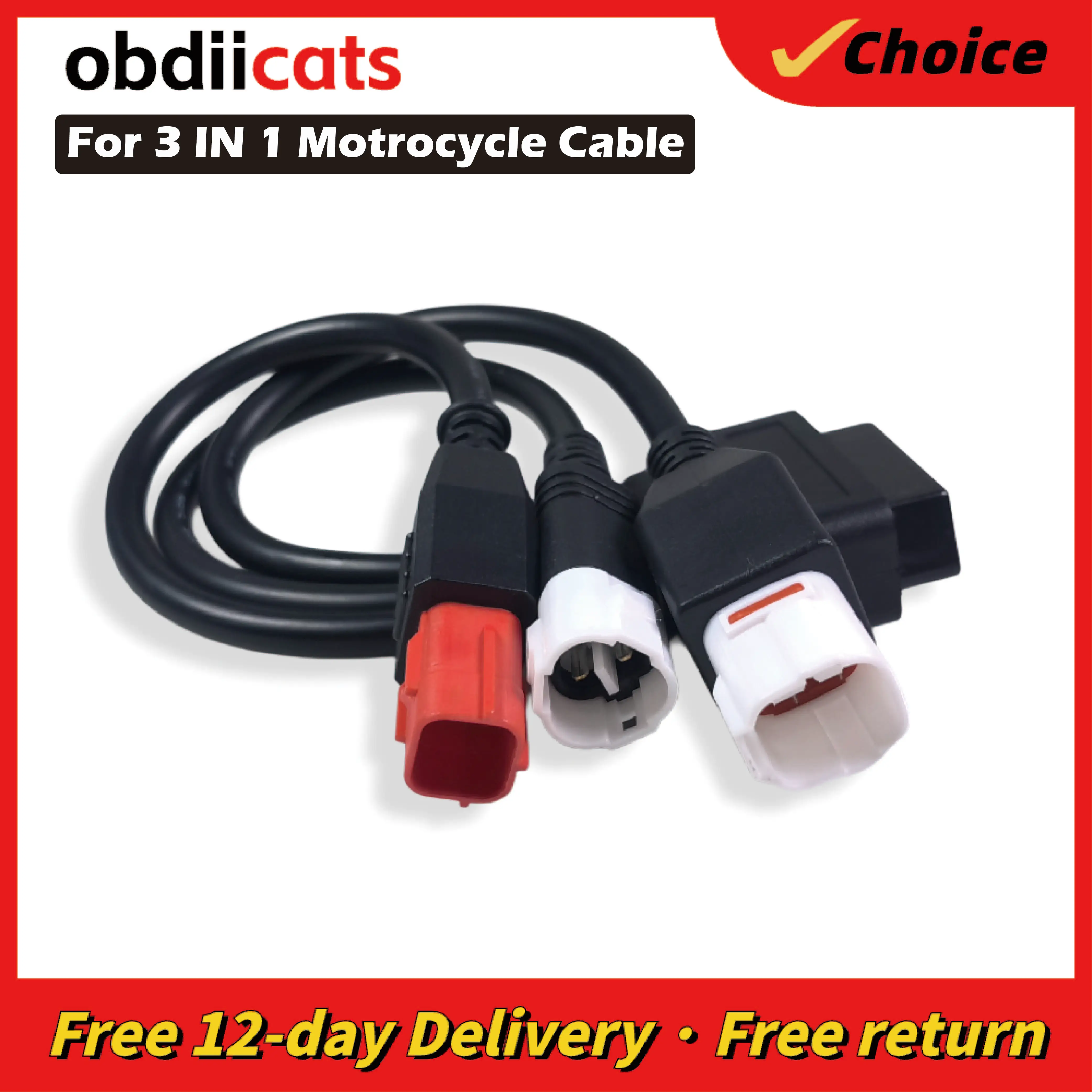 3, 4 , 6 Pin Motorcycle OBD2 Diagnostics Connector Cable For Yamaha ...