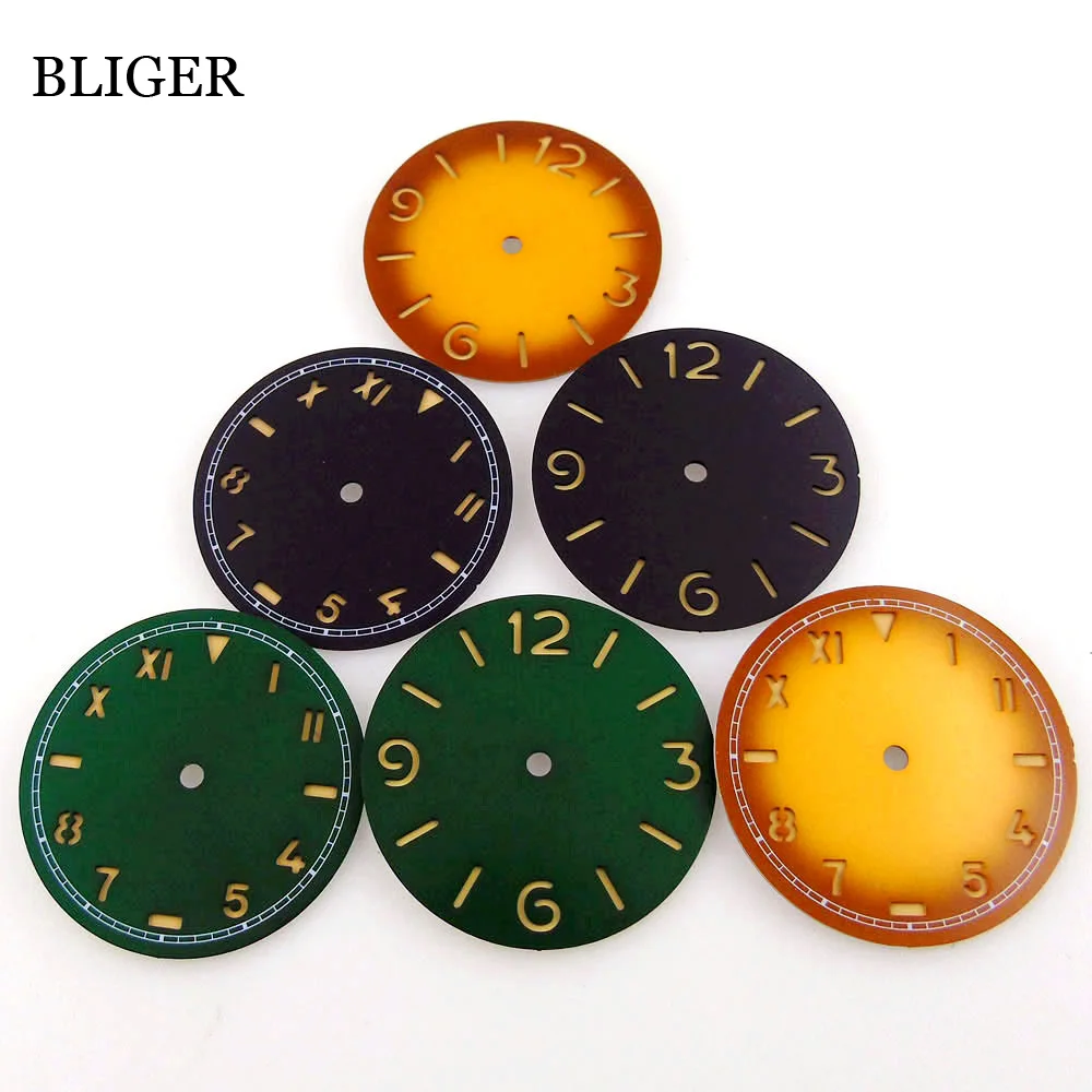 New-37MM-Black-Green-Sandwich-Dial-California-Watch-Dial-Roman-Numbers ...