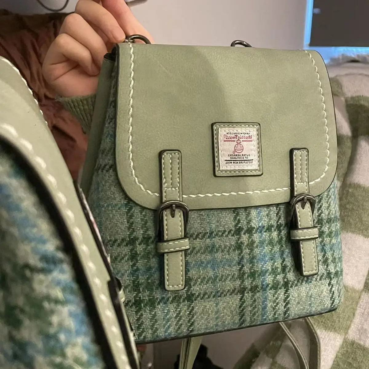 New-Winter-Women-s-Bag-Fashion-Vintage-Tweed-Plaid-Backpack-Teen-Girls ...