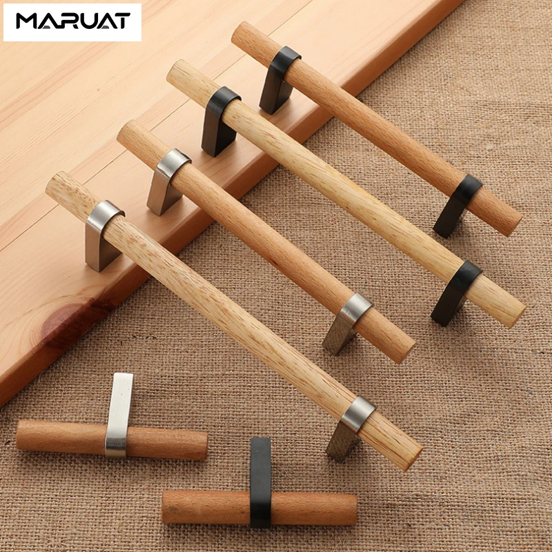 Modern Nordic Minimalist Solid Wood Handle European-style Hardware ...