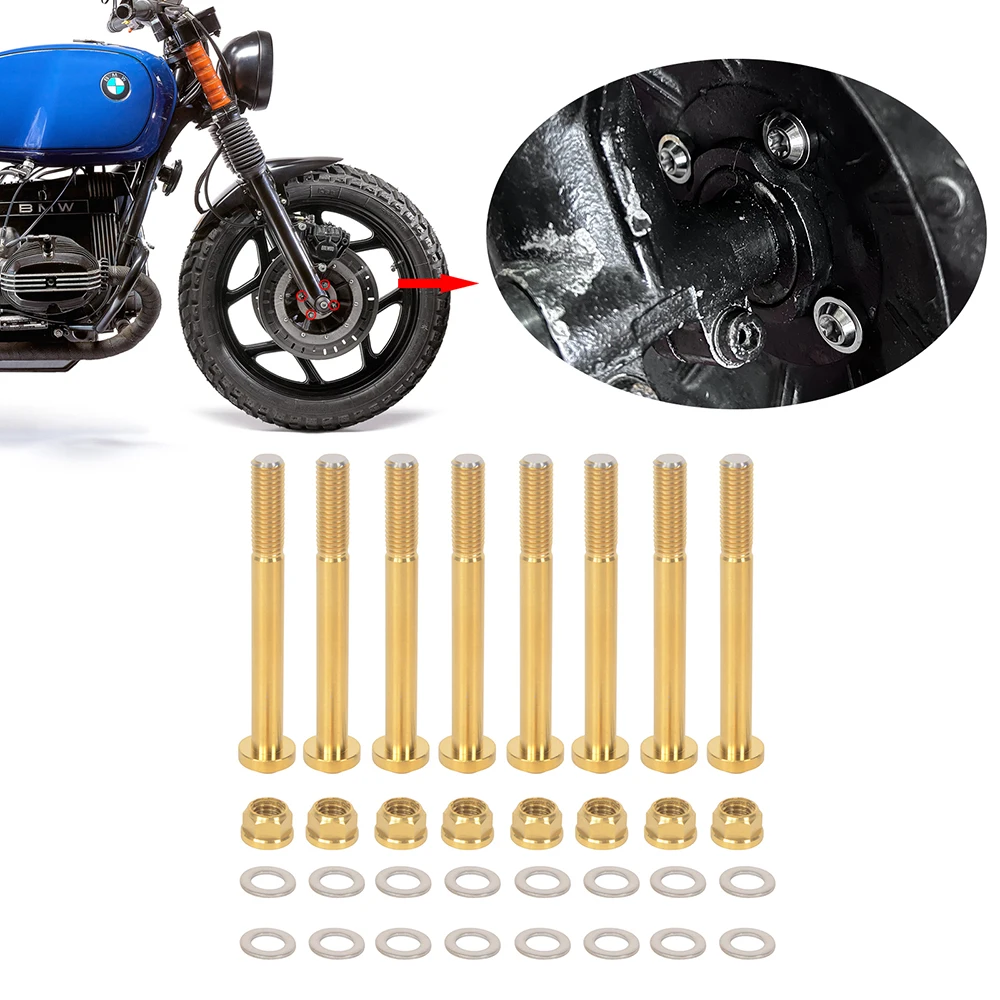 8PCS-Motorcycle-Front-Wheel-Hub-Bolts-With-M10-Nuts-And-M10-Washers ...