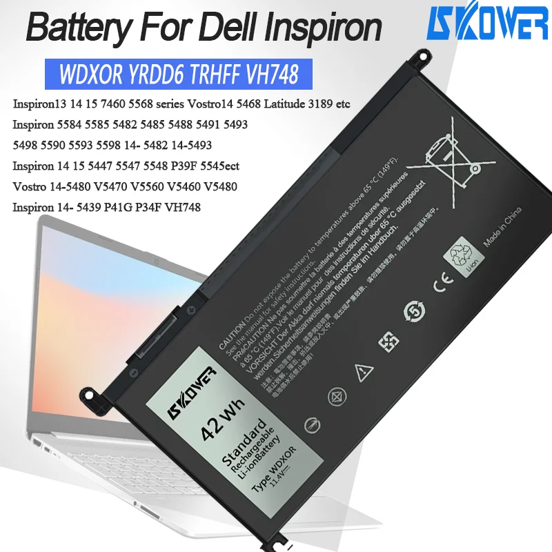 Laptop Battery For Dell Inspiron 14 15 5585 5598 5488 5570 5578 7580 ...