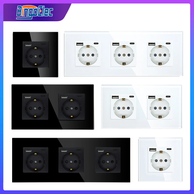Glass Socket | Usb Sockets | Electrical Sockets - Eu Standard Usb ...
