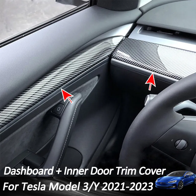 Model3-Dashboard-Cover-For-Tesla-Model-3-Y-2023-Carbon-Fibre-ABS ...