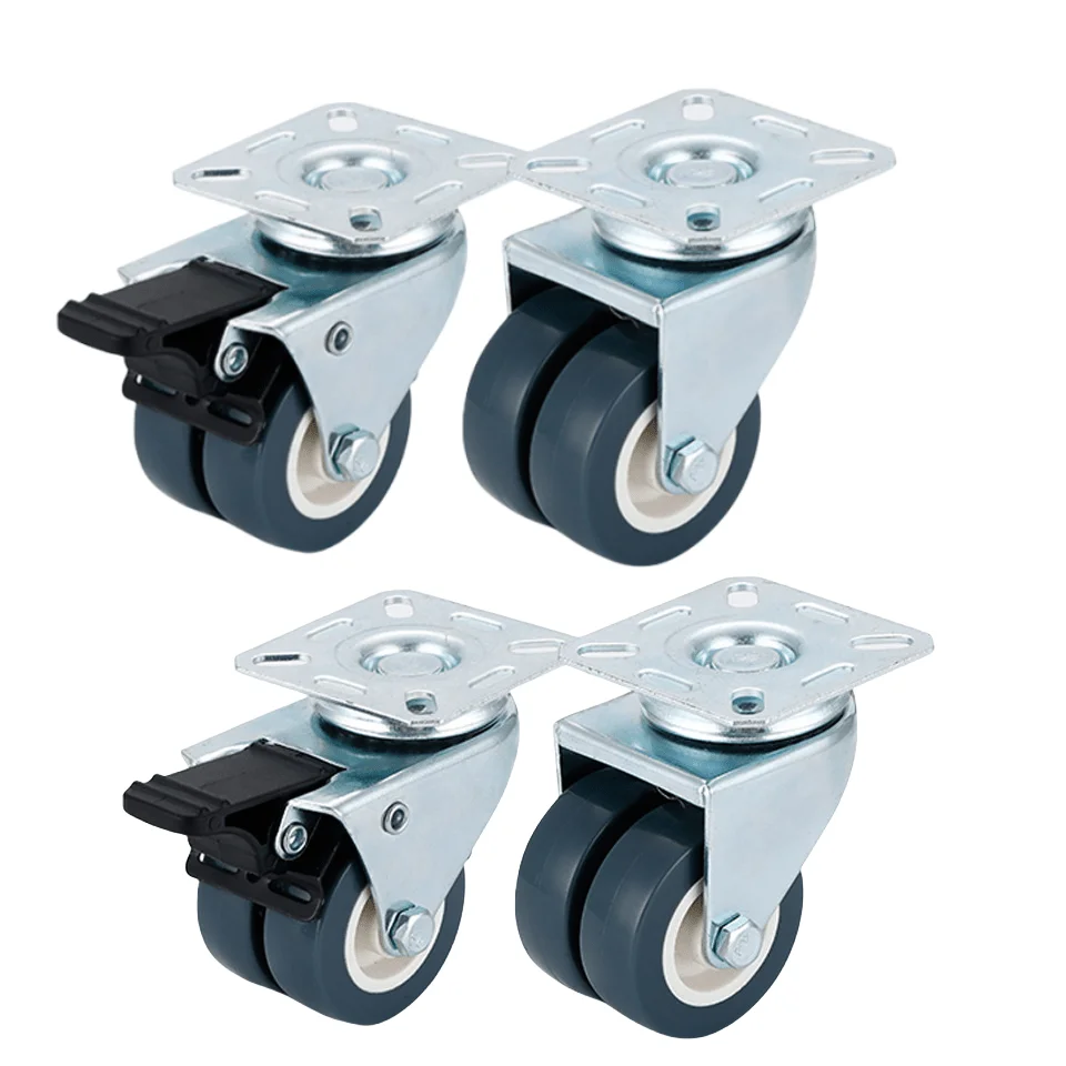 4-Pack Heavy Duty Plate Casters, 362.87KG Load, Silent Swivel Wheels ...