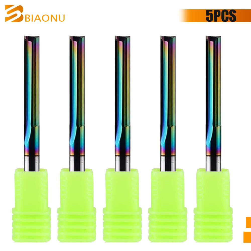 Biaonu-5Pcs-DLC-Coated-2F-Straight-Slot-Milling-Cutter-3-175-4-6mm ...