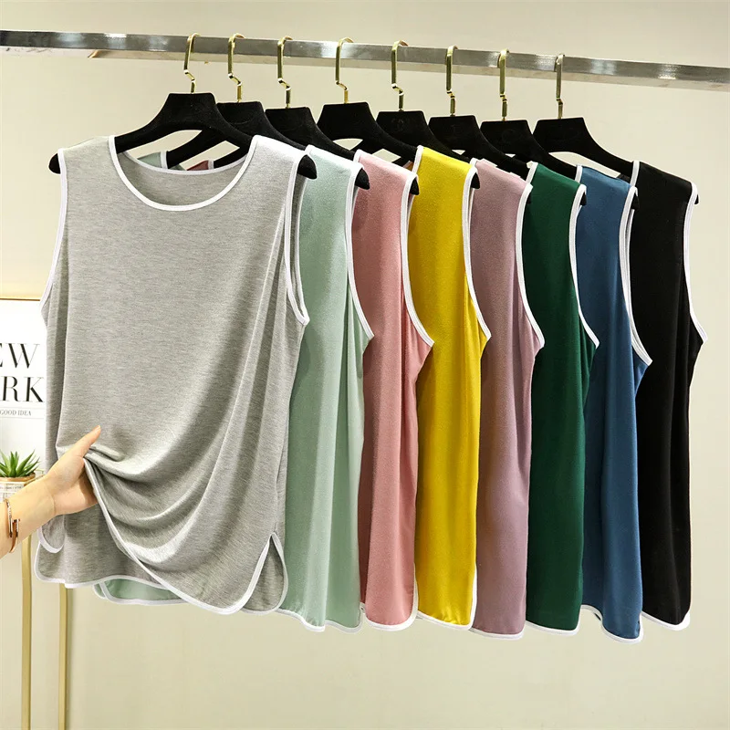 Summer Modal Lady's tank tops O-Neck Plus size tee tops sleeveless ...