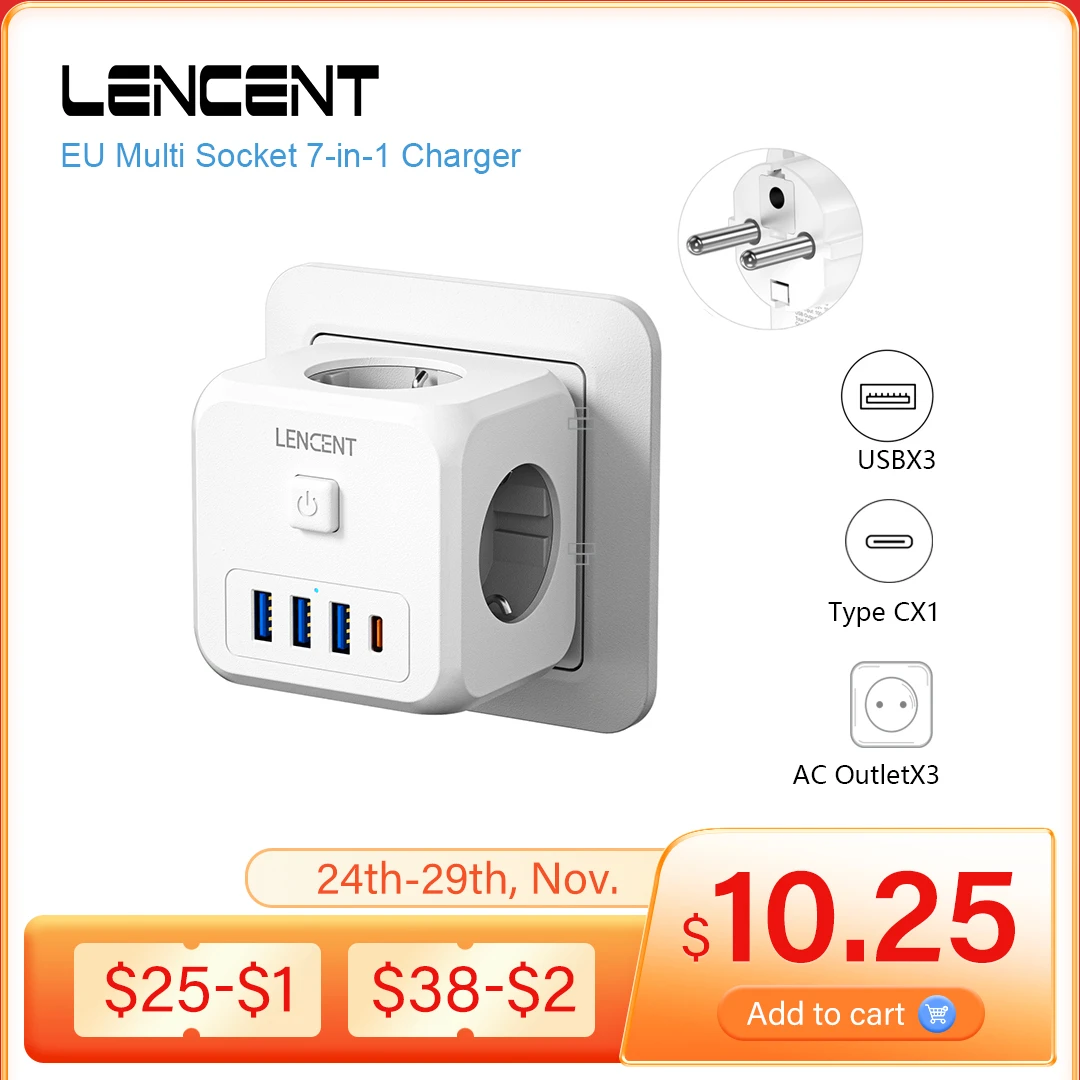 Lencent Enchufe Europeo con Interruptor de Encendido y Apagado, Aparato ...