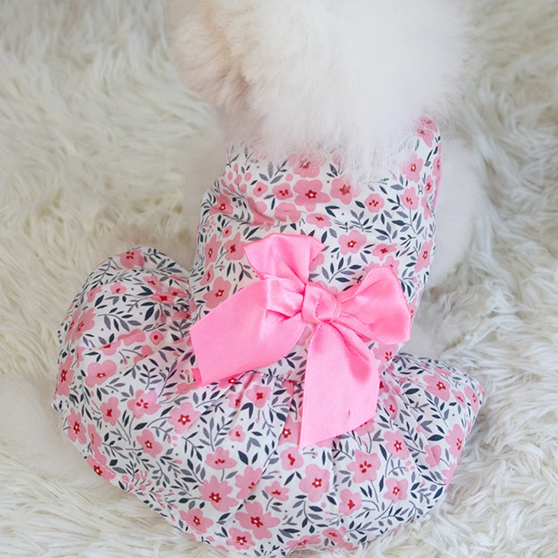 Floral Pet Princess Dress Shirt - Spring Summer Pet Dog Clothes