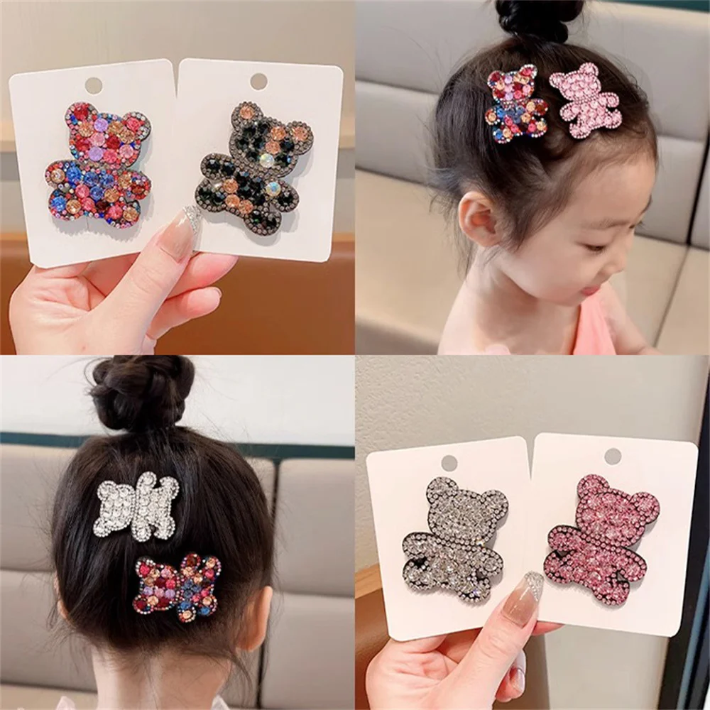 Sparkly Rhinestone Bear Hair Pin Cute Children Hair Barrettes Do Not ...