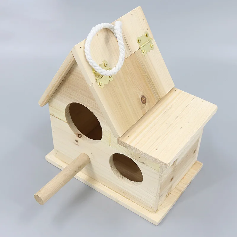 Triangle-shaped-solid-wood-parrot-breeding-box-nest-box-nest-birdcage ...