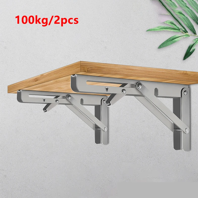 2pcs Bracket Storage Rack Steel Bracket Triangular Folding Wall Hanging ...