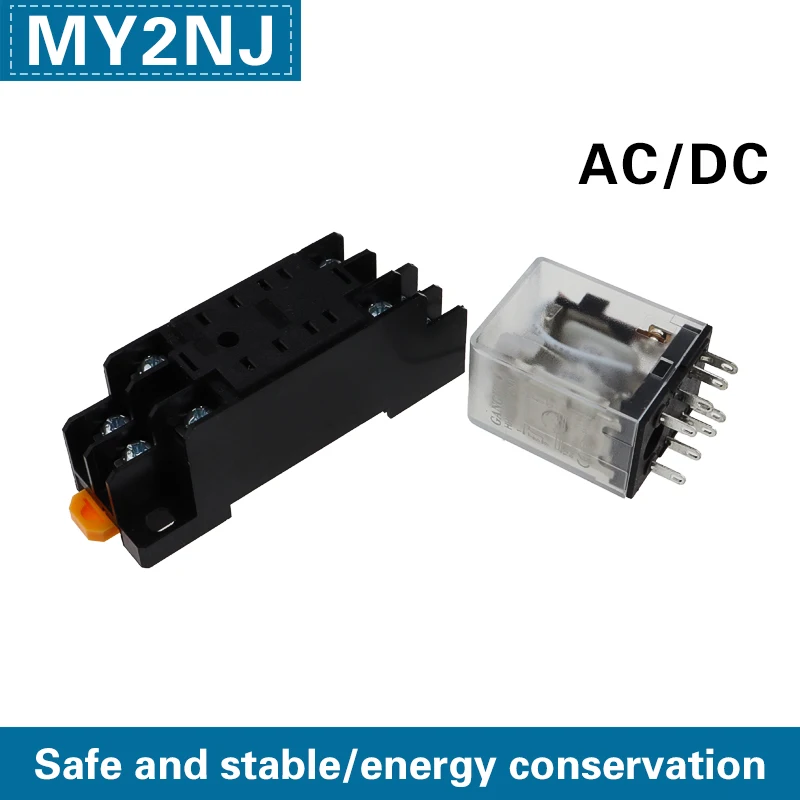 White-MY2NJ-DIN-rail-small-electromagnetic-relay-coil-power-relay-DC12V-DC24V-AC24V-AC110V ...
