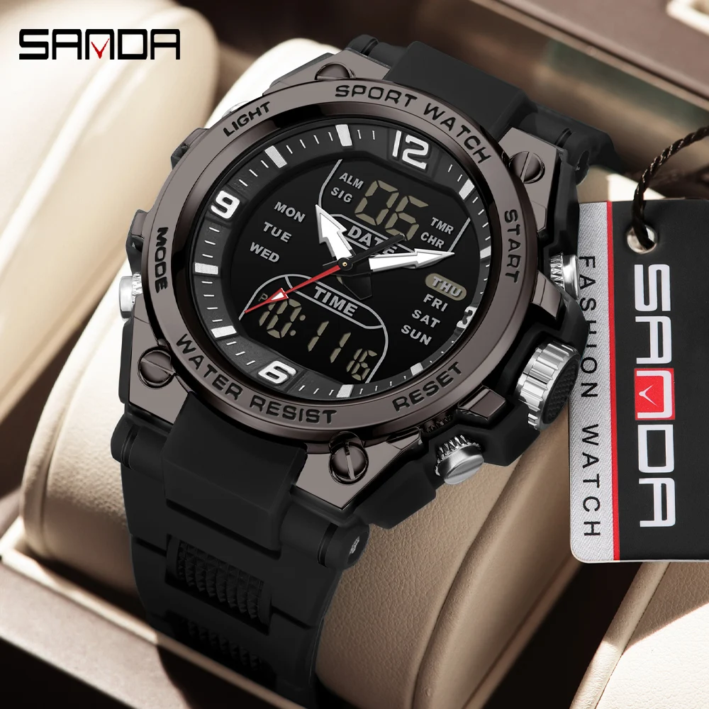SANDA Top Luxury Digital Watch Mens New Fashion Men Sports Luminous ...