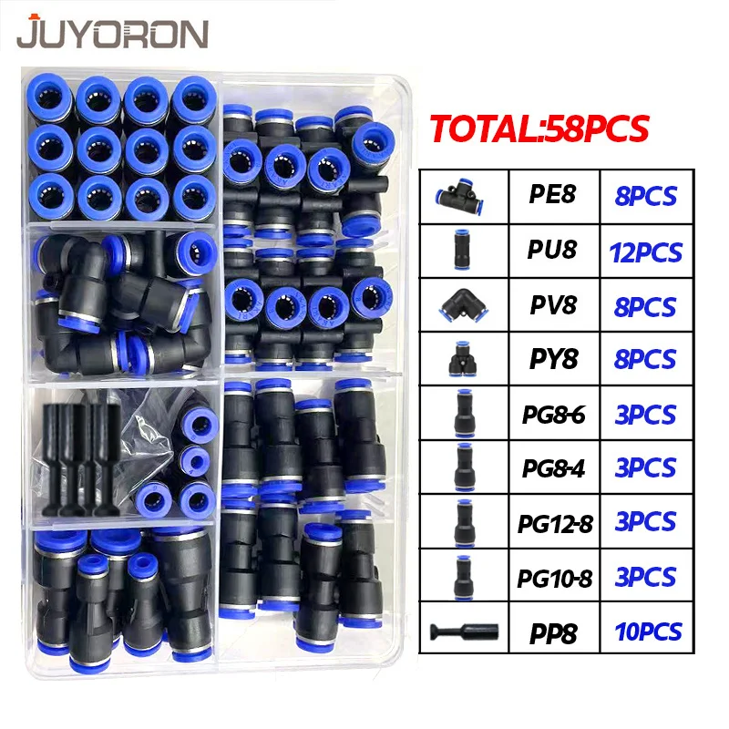 58Pcs-Box-PU-PG-PE-PY-PV-PP-Plug-Pneumatic-Connectors-Kit-8mm-Outer ...