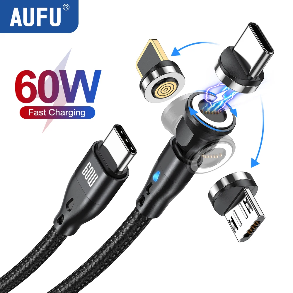 AUFU-PD-60W-Magnetic-Cable-Type-C-To-USB-C-Cable-Fast-Charging-Magnetic ...