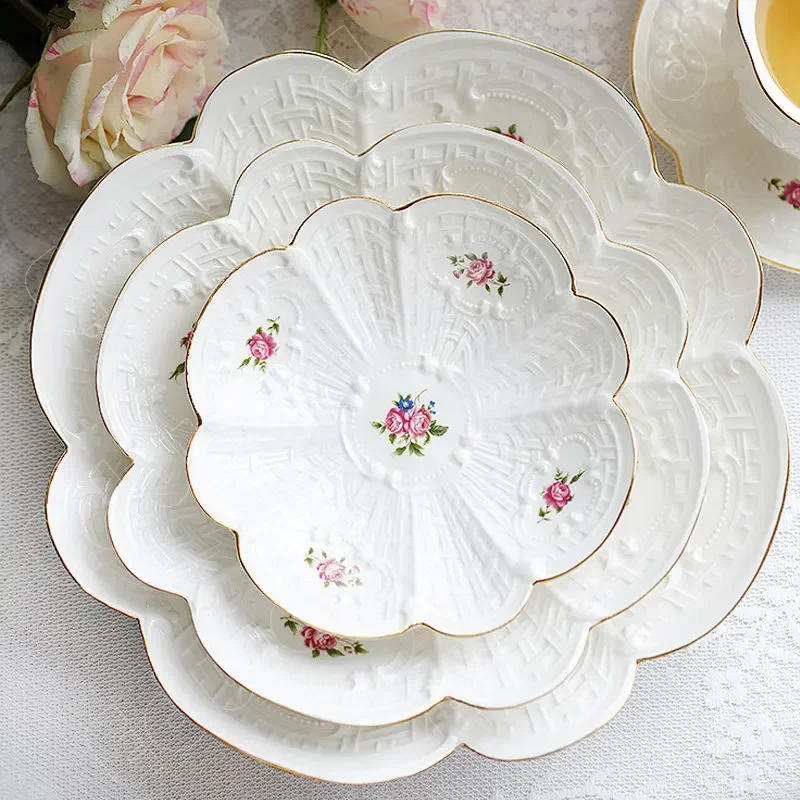 European-Style-Dinner-Plate-Vintage-Ceramic-Plates-Flower-Basket-Bowl ...