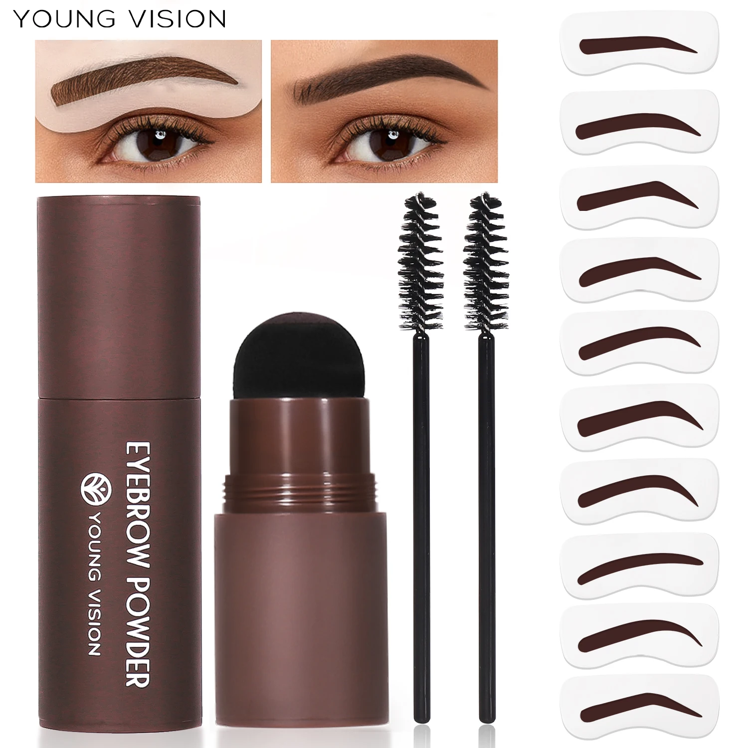 YOUNG-VISION-Eyebrow-Stamp-Kit-Hair-Line-Powder-Facial-Shaping-Shadow ...