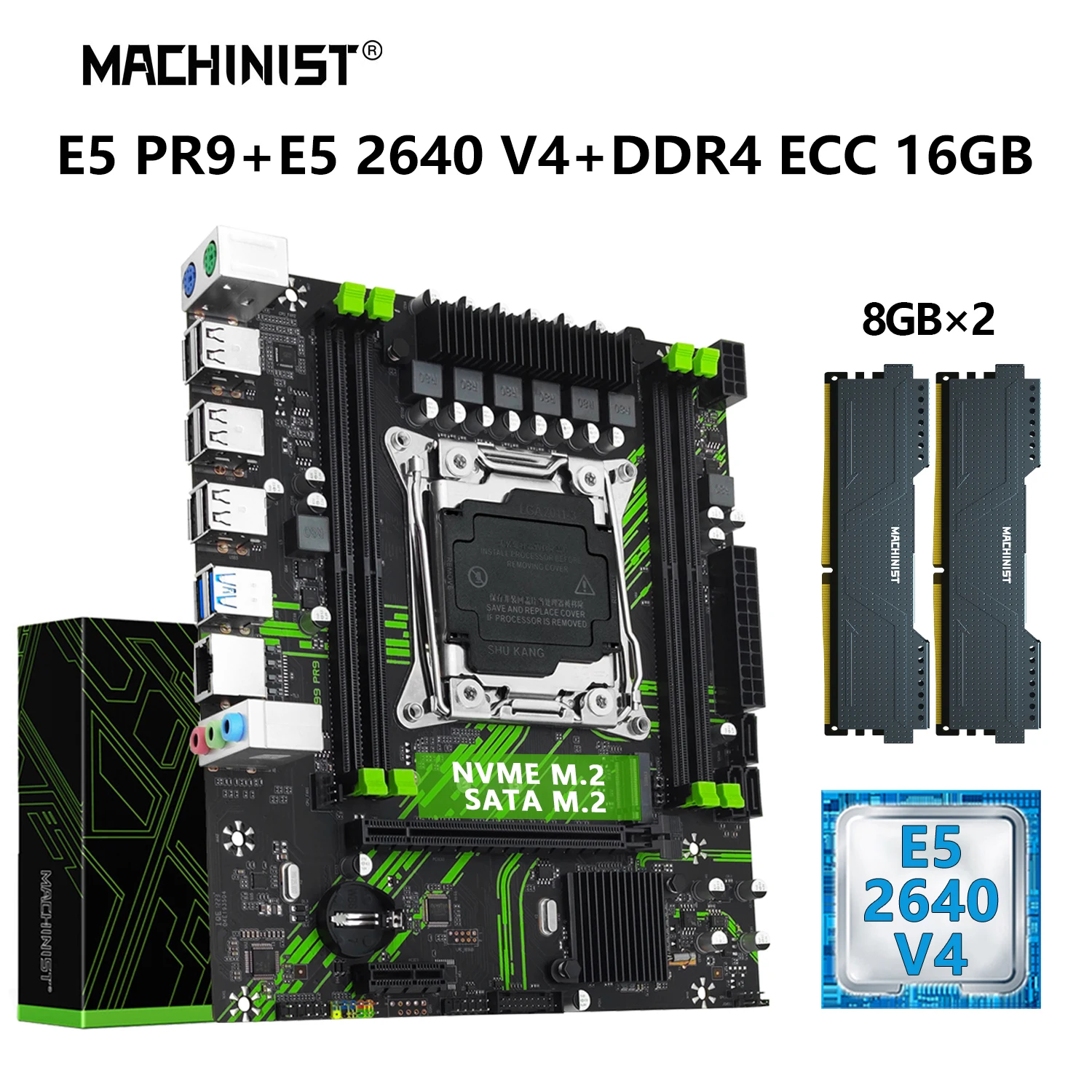 MACHINIST-Conjunto de placa base X99 LGA 2011, Kit de 3 CPU Xeon E5 2640 V4, 16GB = 2x8G, DDR4 ...