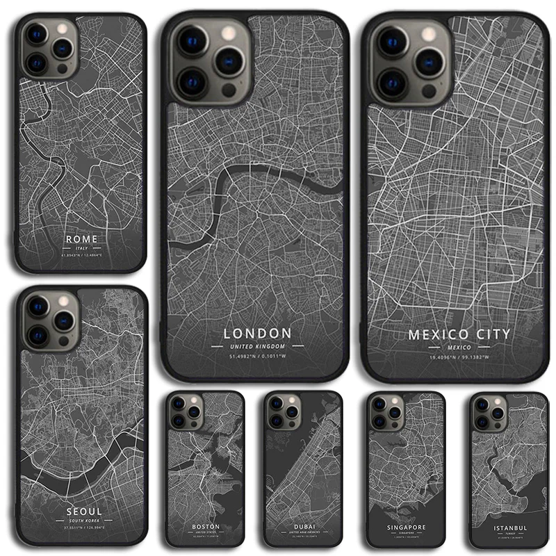 Ins Travel Country Sketch City Map Phone Case For iPhone 17 Air 16 15 ...