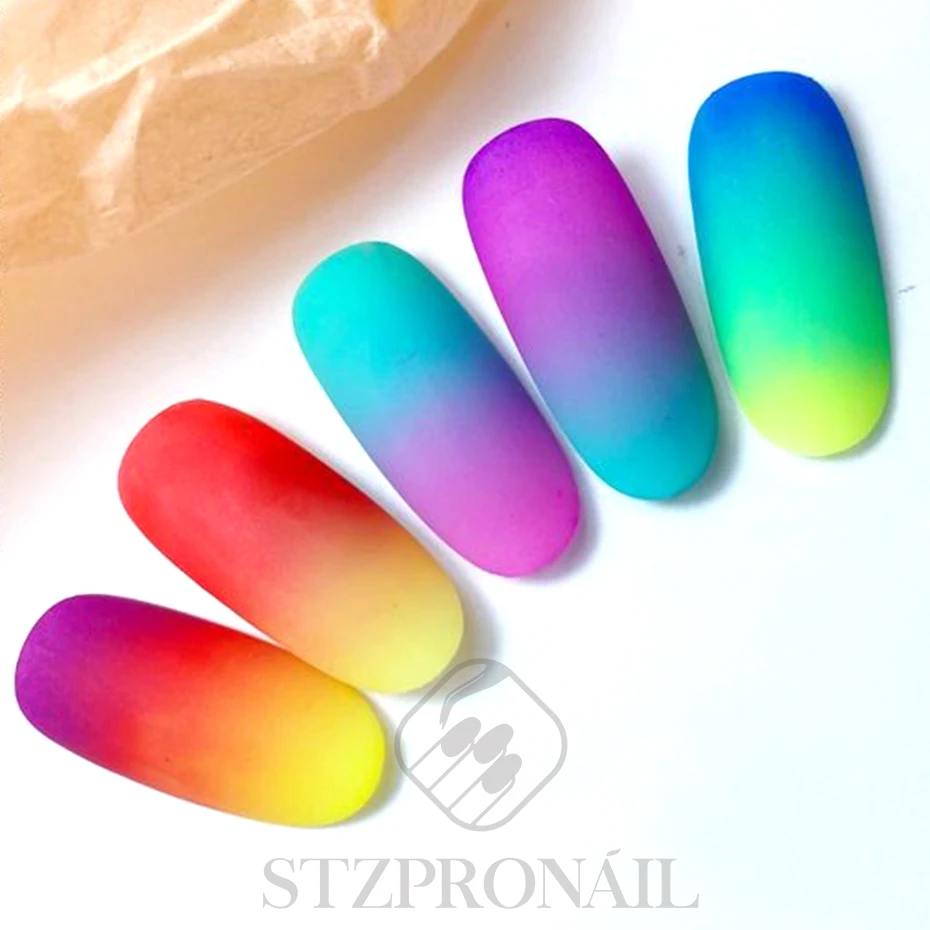 Neon Rainbow Ombre Nails