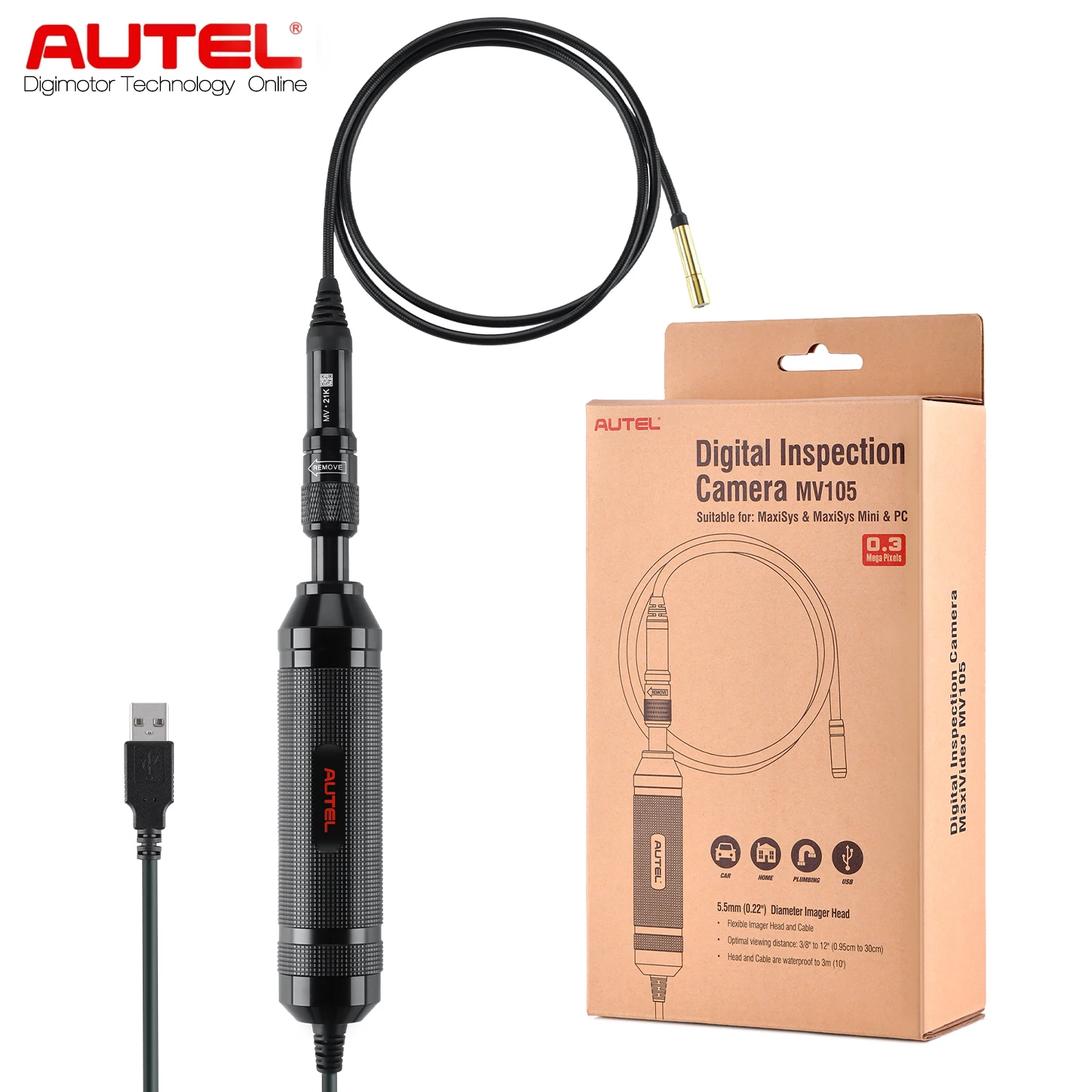 Autel Mv105 Maxivideo Inspection Video Scope, 320x240 3.28ft (1m ...